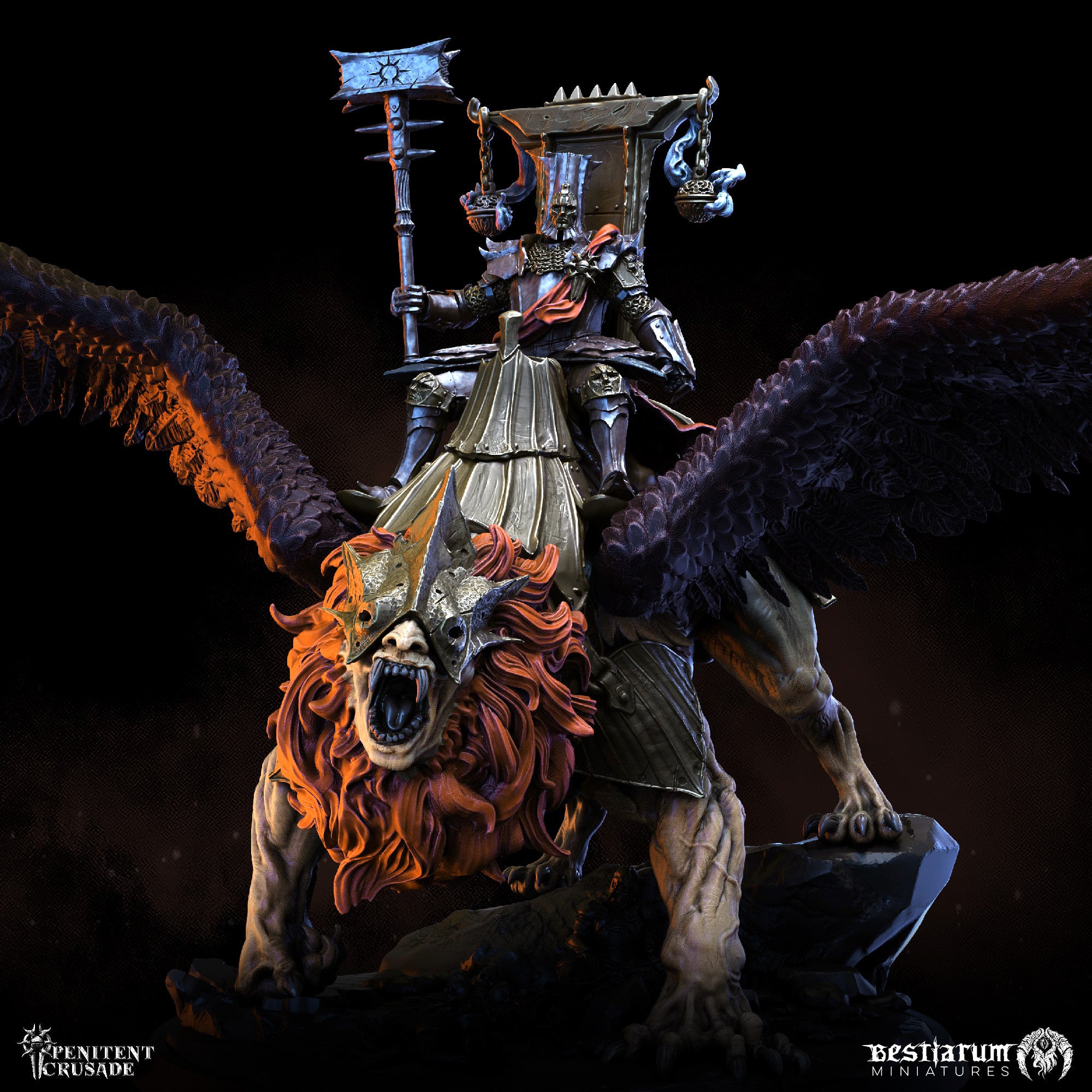 Commander Primus on Manticore | STL | Penitent Crusade – Bestiarum Games